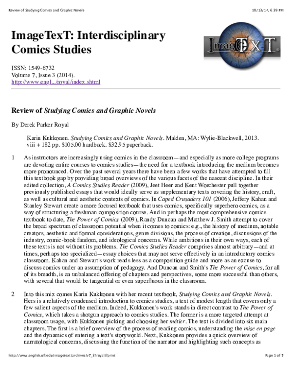 (PDF) Review of Studying Comics and Graphic Novels