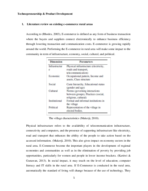 (PDF) Literature review on existing e-commerce rural areas