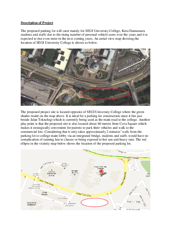 (DOC) Parking Lot Proposal - Description of Project