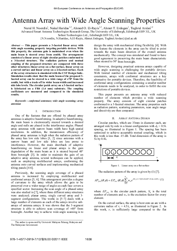 (PDF) Antenna Array with Wide Angle Scanning Properties