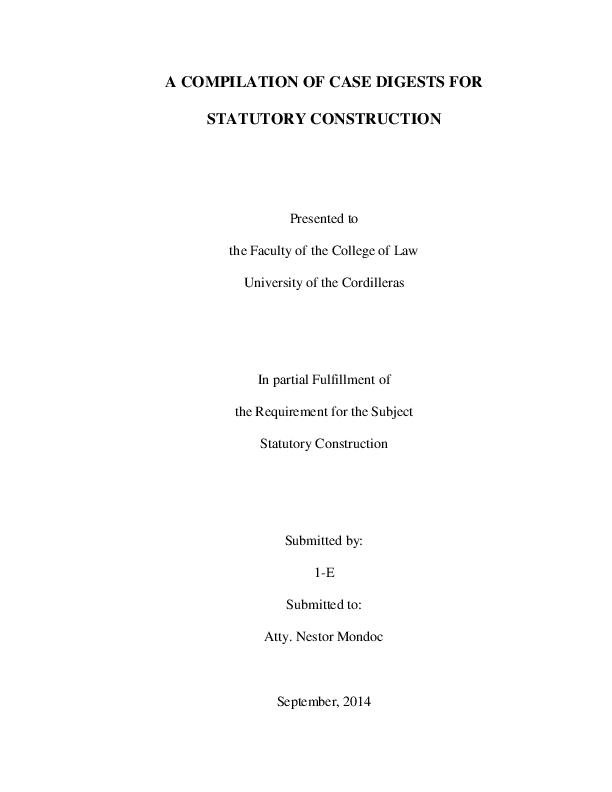 (DOC) A Compilation of Case Digests for Statutory Construction