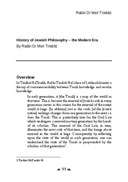 (PDF) History of Jewish Philosophy – the Modern Era