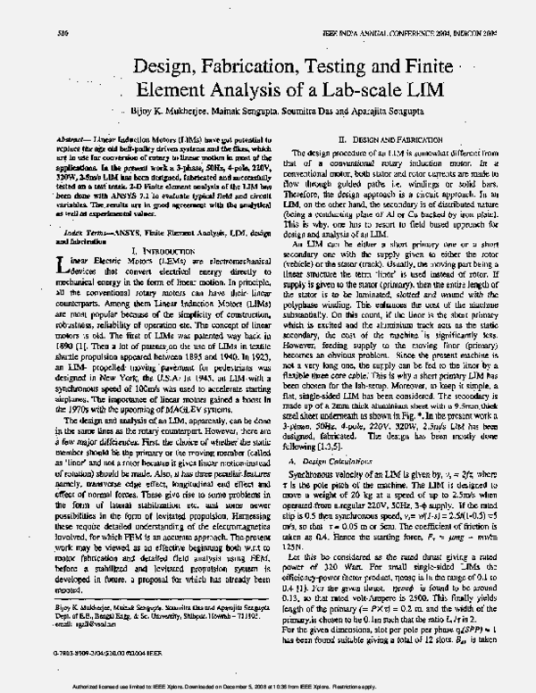 (PDF) Design, fabrication, testing and finite element analysis of a lab ...