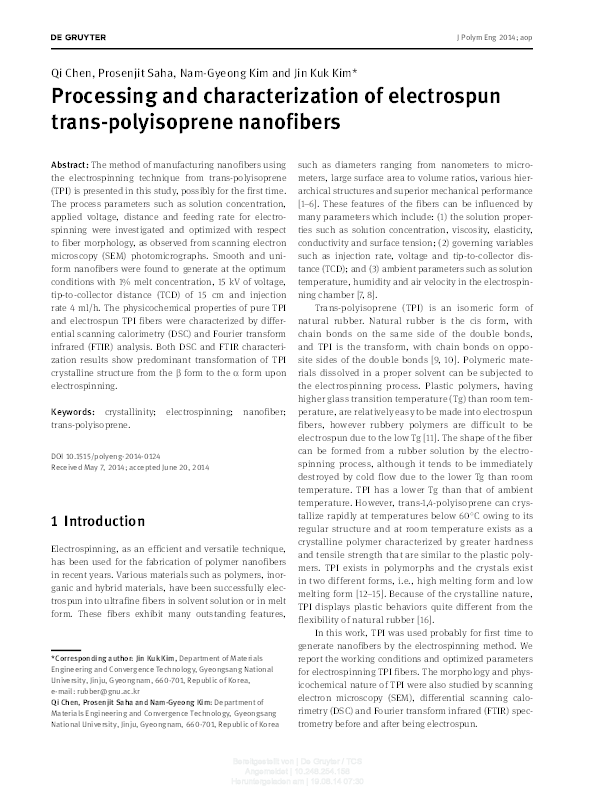 (PDF) Processing and characterization of electrospun trans-polyisoprene ...