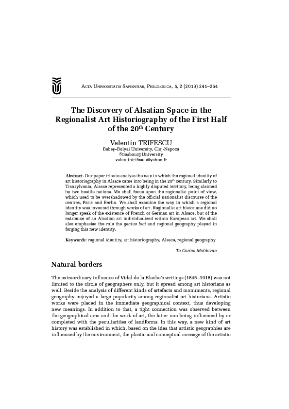 (PDF) Alsatian Space in 20th-Century Regionalism