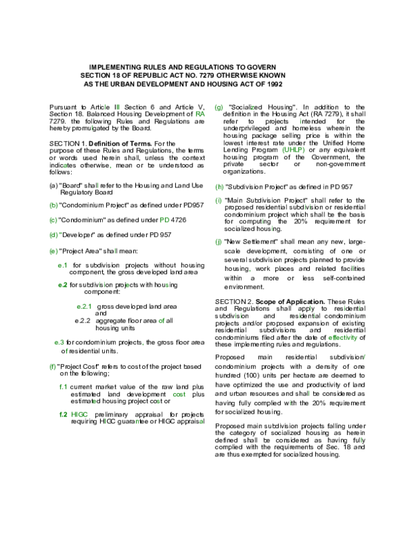 (PDF) IMPLEMENTING RULES AND REGULATIONS TO GOVERN SECTION 18 OF ...