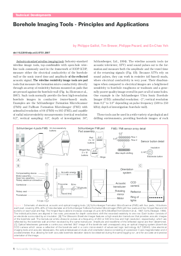 (PDF) Supplement 1: Borehole Imaging Tools - Principles and Applications