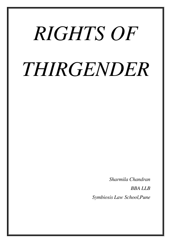 (PDF) RIGHTS OF THIRD GENDER