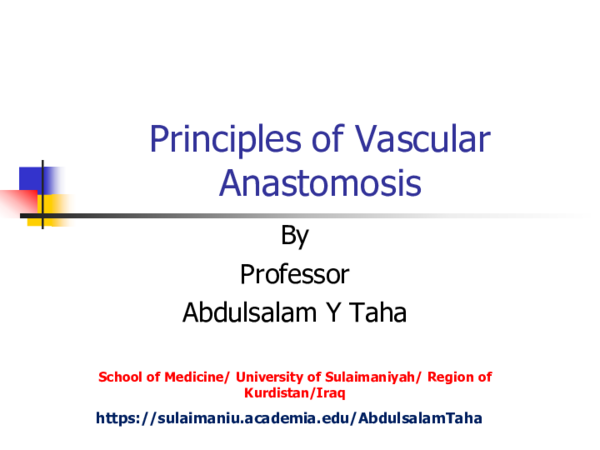 (PPT) PRINCIPLES OF VASCULAR ANASTOMOSIS