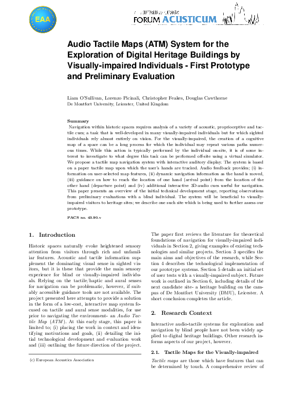 (PDF) Audio Tactile Maps (ATM) System for the Exploration of Digital ...