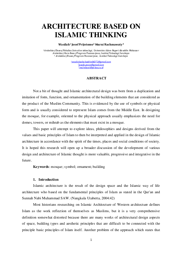 (PDF) ARCHITECTURE BASED ON ISLAMIC THINKING