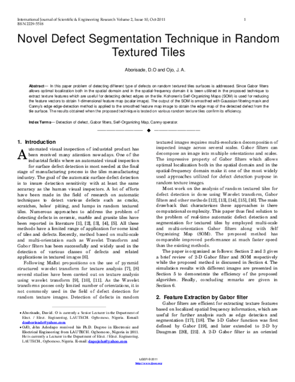 (PDF) Defect Detection in Textured Tiles Using SOM