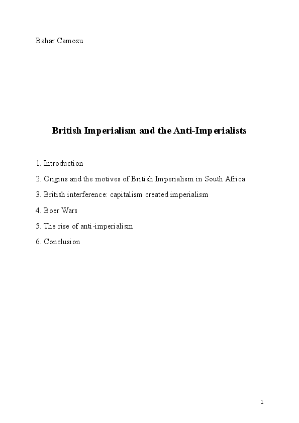 (DOC) British Imperialism in South Africa