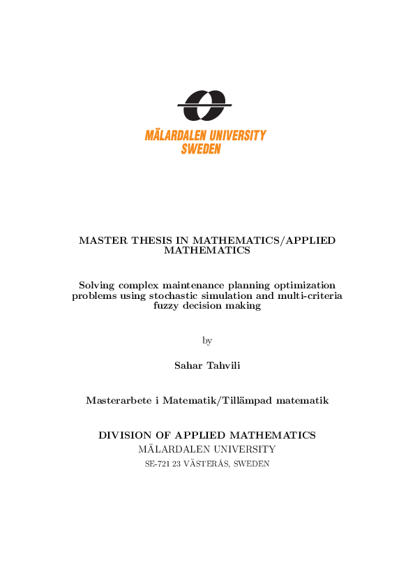 (PDF) Solving complex maintenance planning optimizationproblems using stochastic simulation and ...