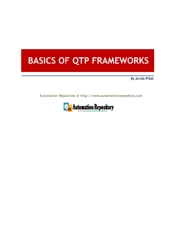 (PDF) QTP Frameworks Basics