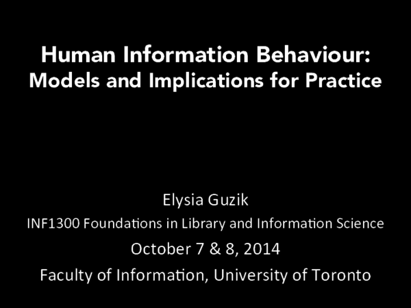 (PDF) Human Information Behaviour: Models and Implications for Practice