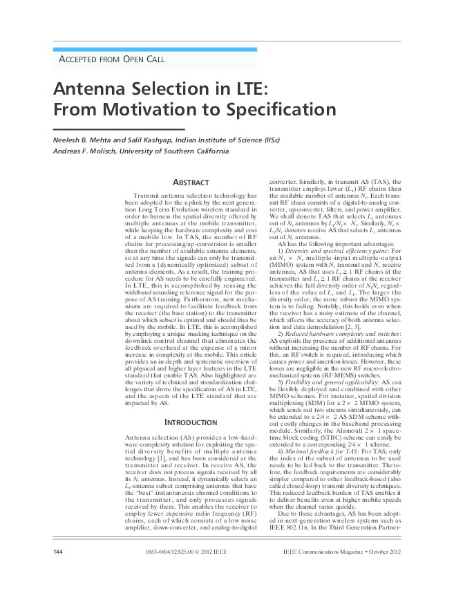 (PDF) Antenna selection in LTE