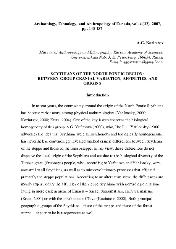 Scythians of the Northern Pontic (2007)