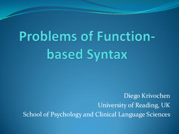 (PPT) Problems of Function-based Syntax