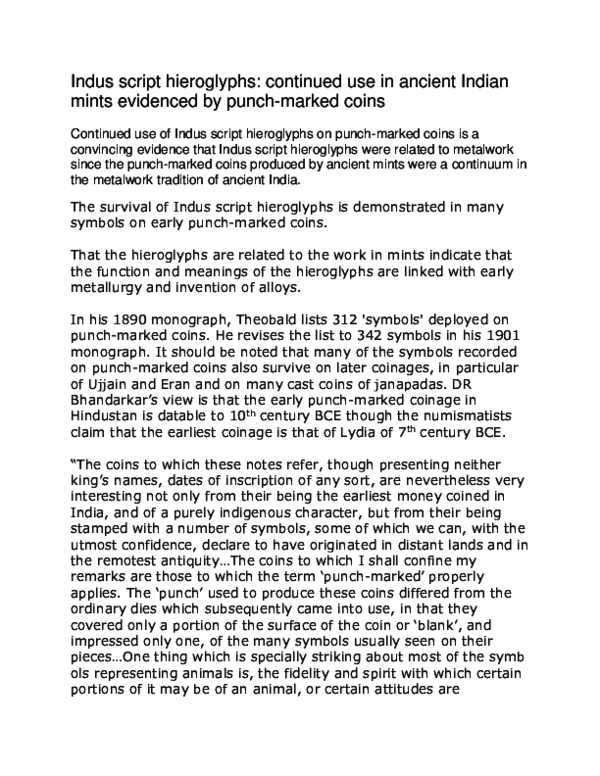 (PDF) Indus script hieroglyphs: continued use in ancient Indian mints ...