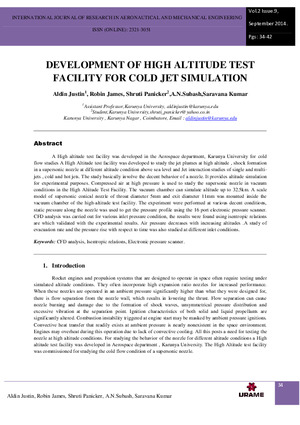(PDF) High-Altitude Cold Jet Simulation Facility