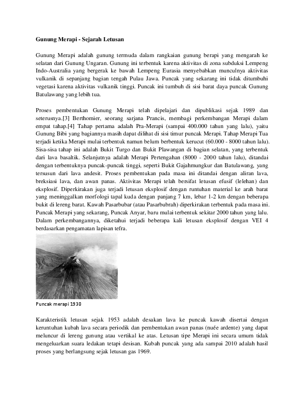 (DOC) Gunung Merapi -Sejarah Letusan