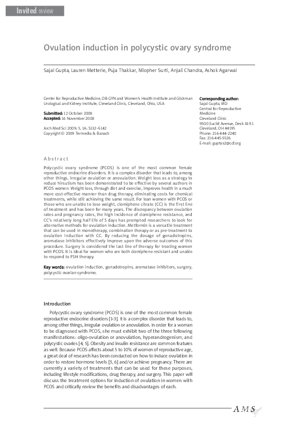 (PDF) Ovulation induction in polycystic ovary syndrome | sajal gupta - Academia.edu
