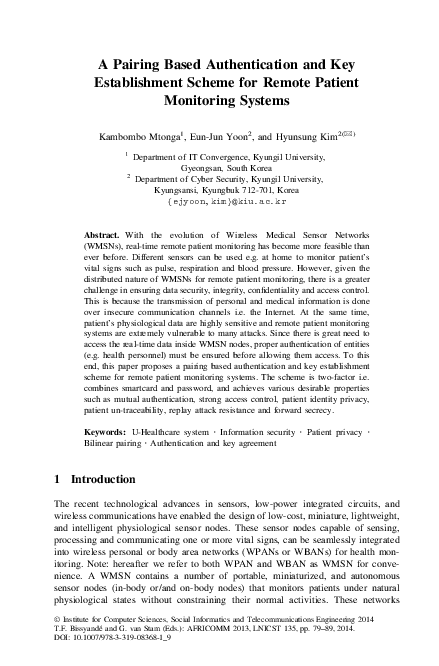 (PDF) A Pairing Based Authentication and Key Establishment Scheme for ...