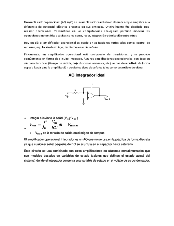(DOC) Amplificador Operacional Integrador