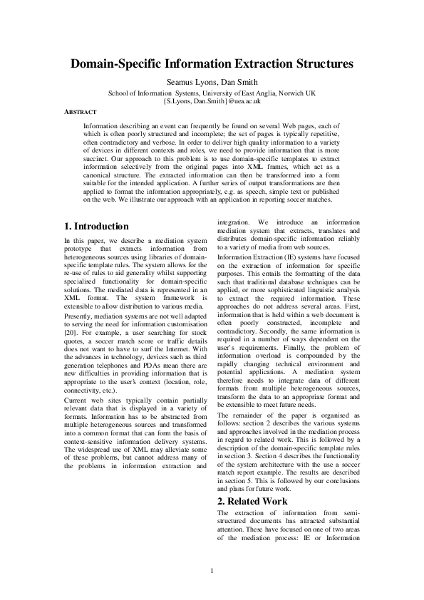 Domain-Specific Information Extraction Structures