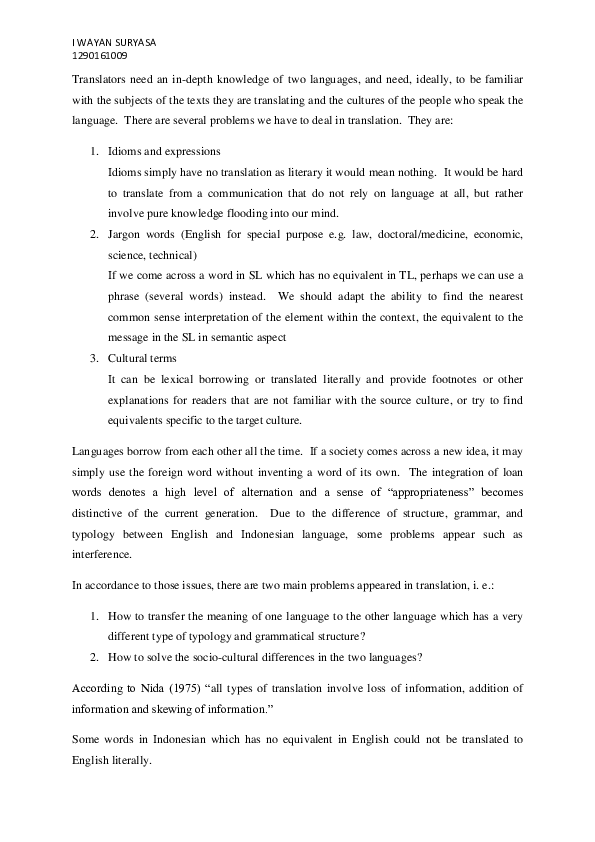 (DOC) PROBLEMS IN TRANSLATION