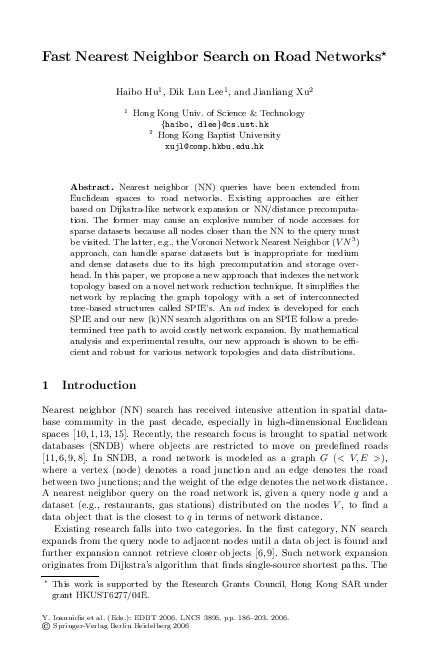 (PDF) Fast Nearest Neighbor Search on Road Networks
