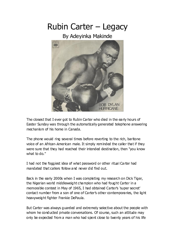 (PDF) Rubin Carter - Legacy