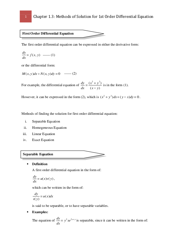 (PDF) Separable Equation