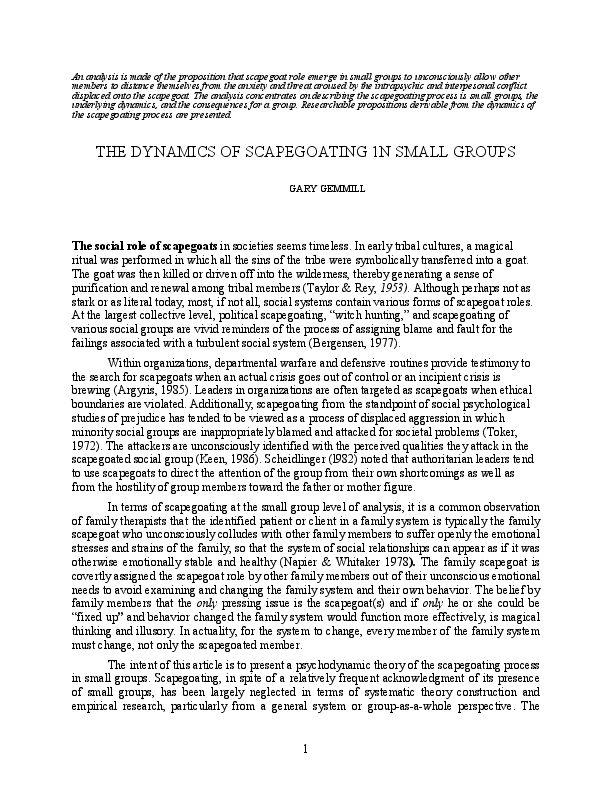(PDF) The dynamics of scapegoating in small groups