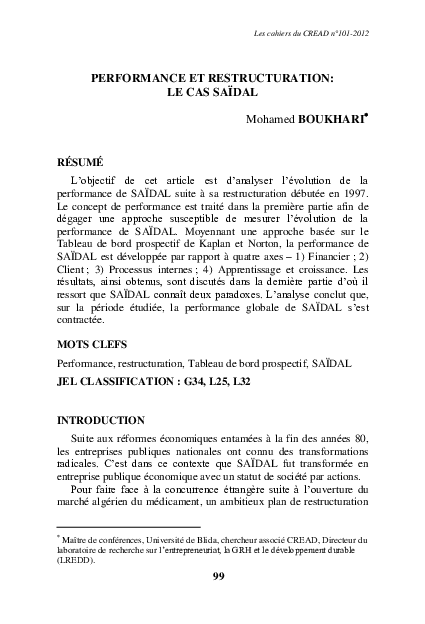 plan de restructuration d'une société