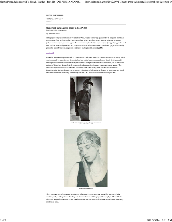 (PDF) Schiaparelli’s Shock Tactics Part II