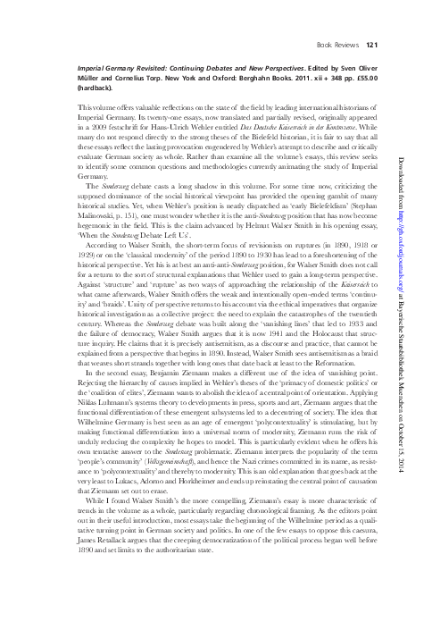 (PDF) Todd Weir review of Imperial Germany Revisited: Continuing ...