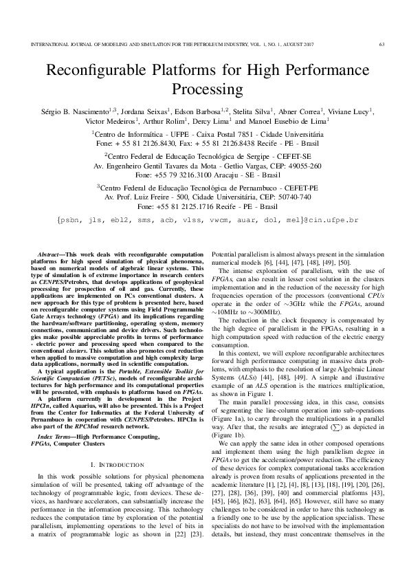 (PDF) Reconfigurable Platforms for High Performance Processing