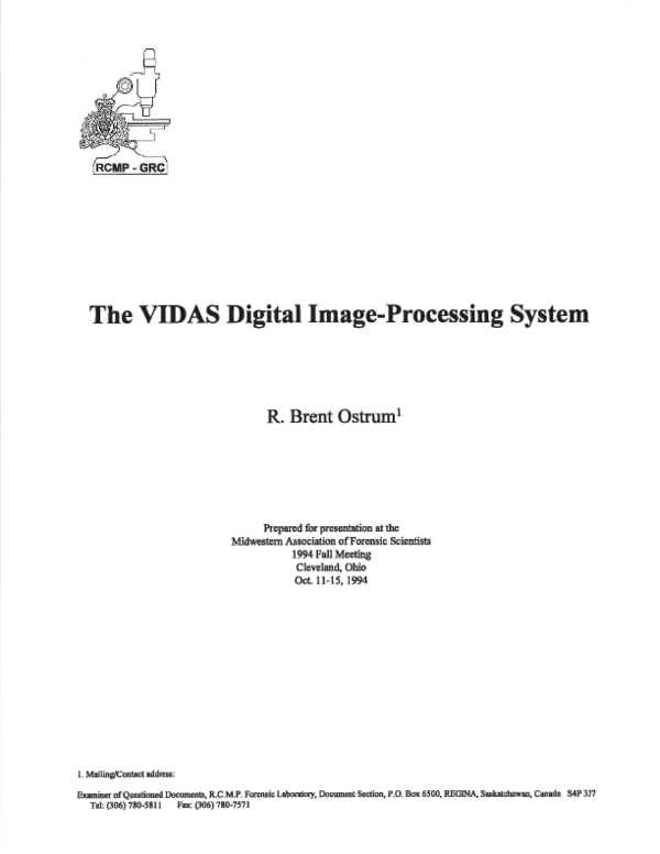 (PDF) The VIDAS Digital Image-Processing System