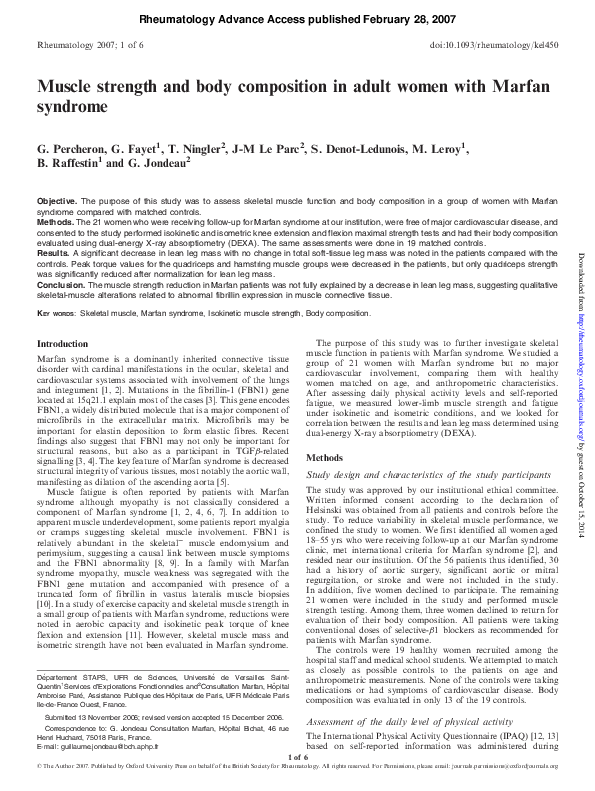 (PDF) Muscle strength and body composition in adult women with Marfan ...