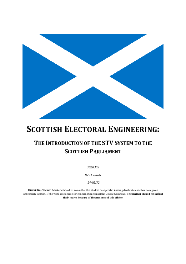 (PDF) Scottish Electoral Engineering: The Introduction of the STV ...