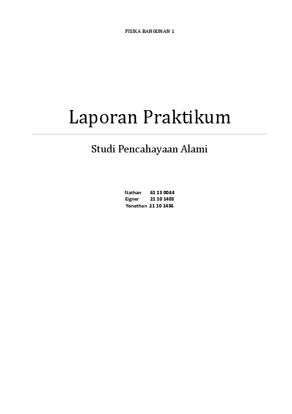(DOC) Laporan Fisbang 1 studi pencahayaan alami