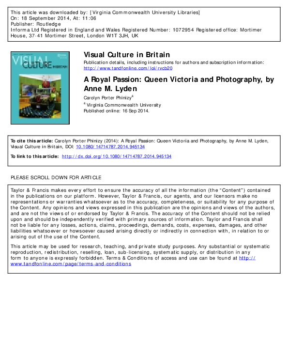 (PDF) Review of A Royal Passion: Queen Victoria and Photography, by ...