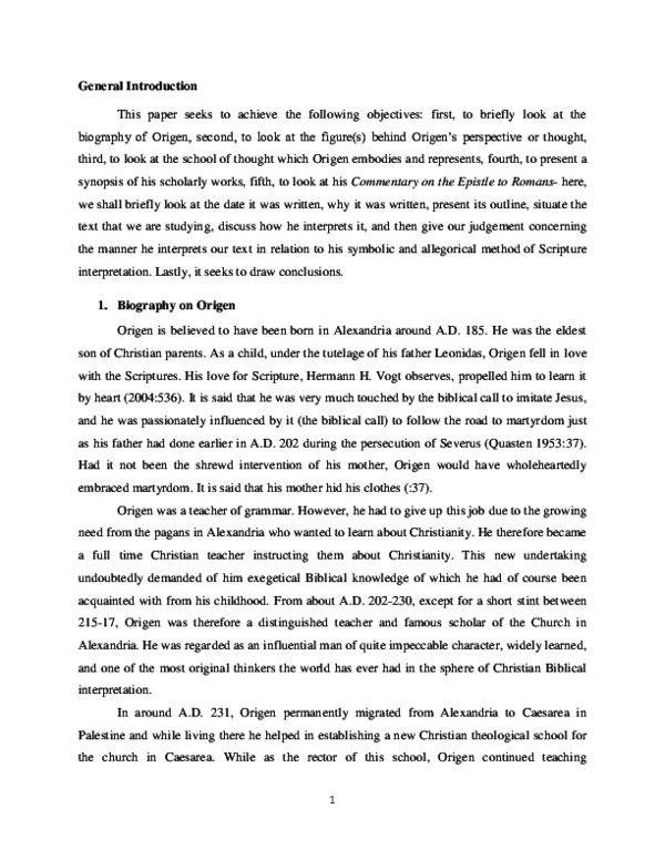 (DOC) "Saint" Origen