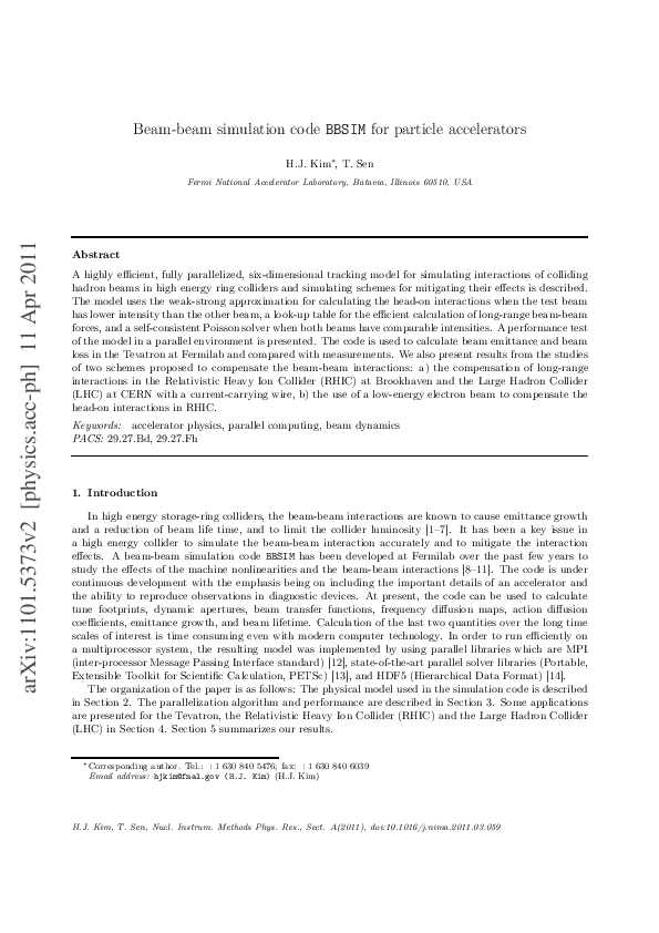 (PDF) Beam-beam simulation code BBSIM for particle accelerators