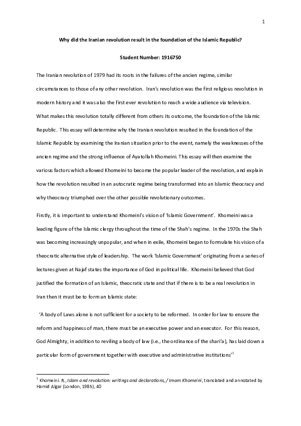 (DOC) The Iranian Revolution