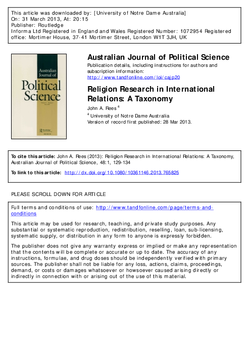 (PDF) Rees, J.A. (2013), ‘Religion Research in International Relations ...
