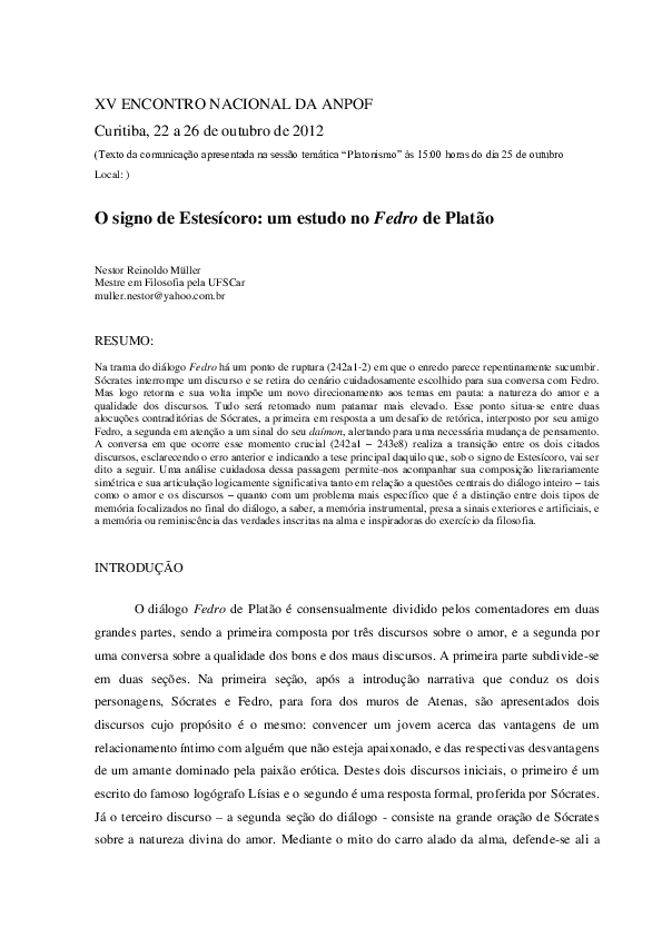 (DOC) Sob o simbolo de Estesícoro