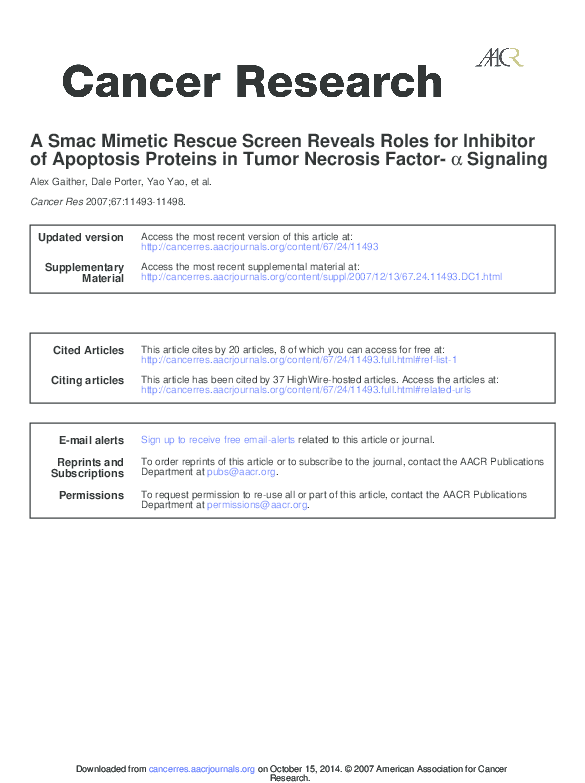 (PDF) A Smac Mimetic Rescue Screen Reveals Roles for Inhibitor of ...